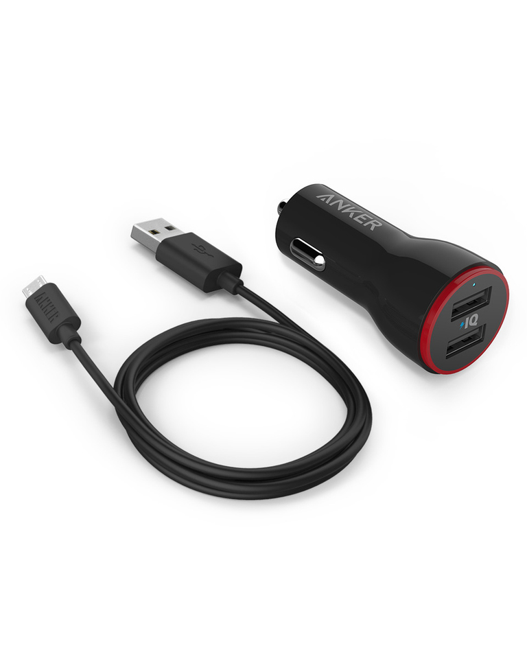Anker 24W PowerDrive 2 with 3ft Micro USB Cable - Car Charger with 2 ...