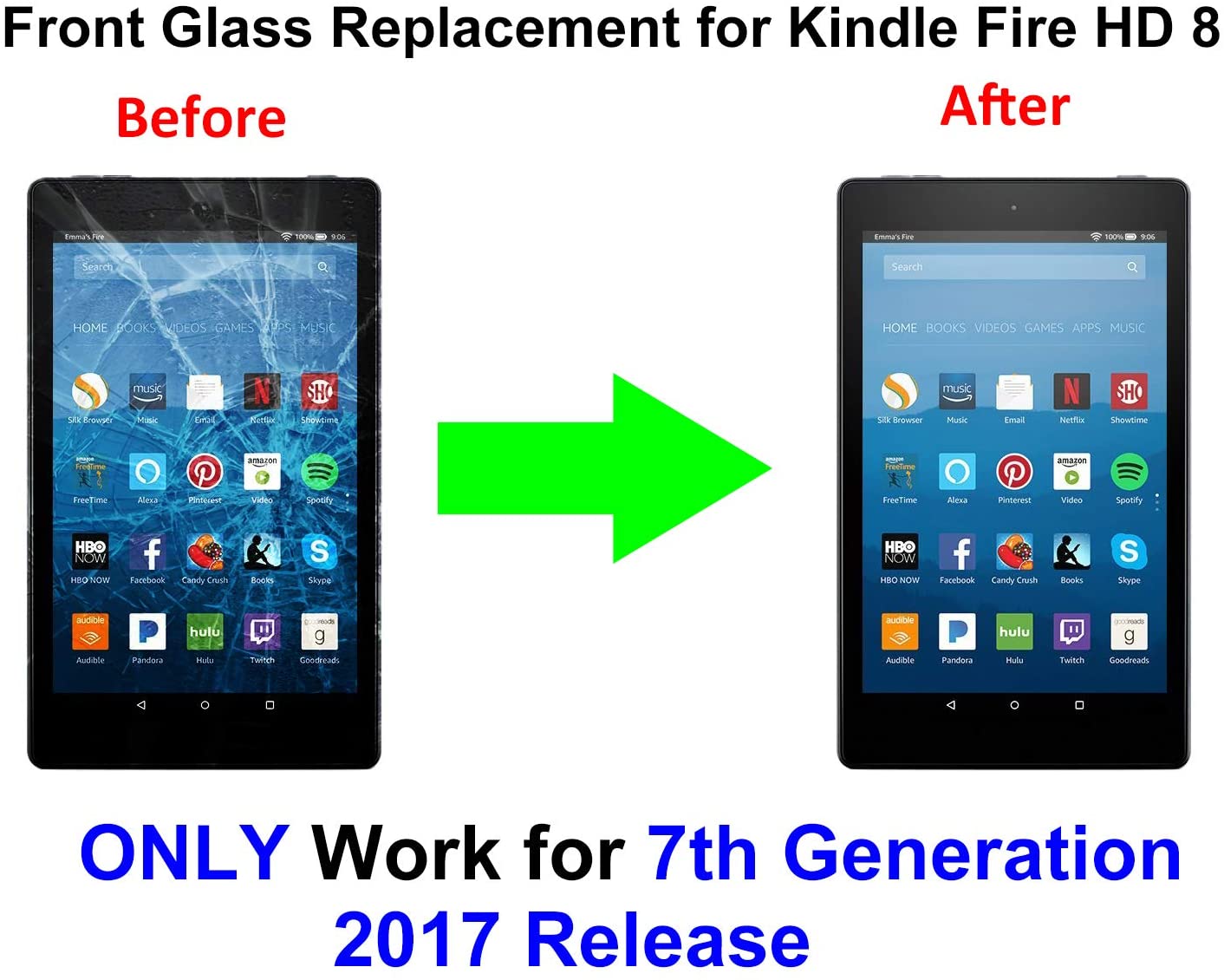 Touch Screen Digitizer for Kindle Fire HD8 7th Gen 2017 Release - tabal ...